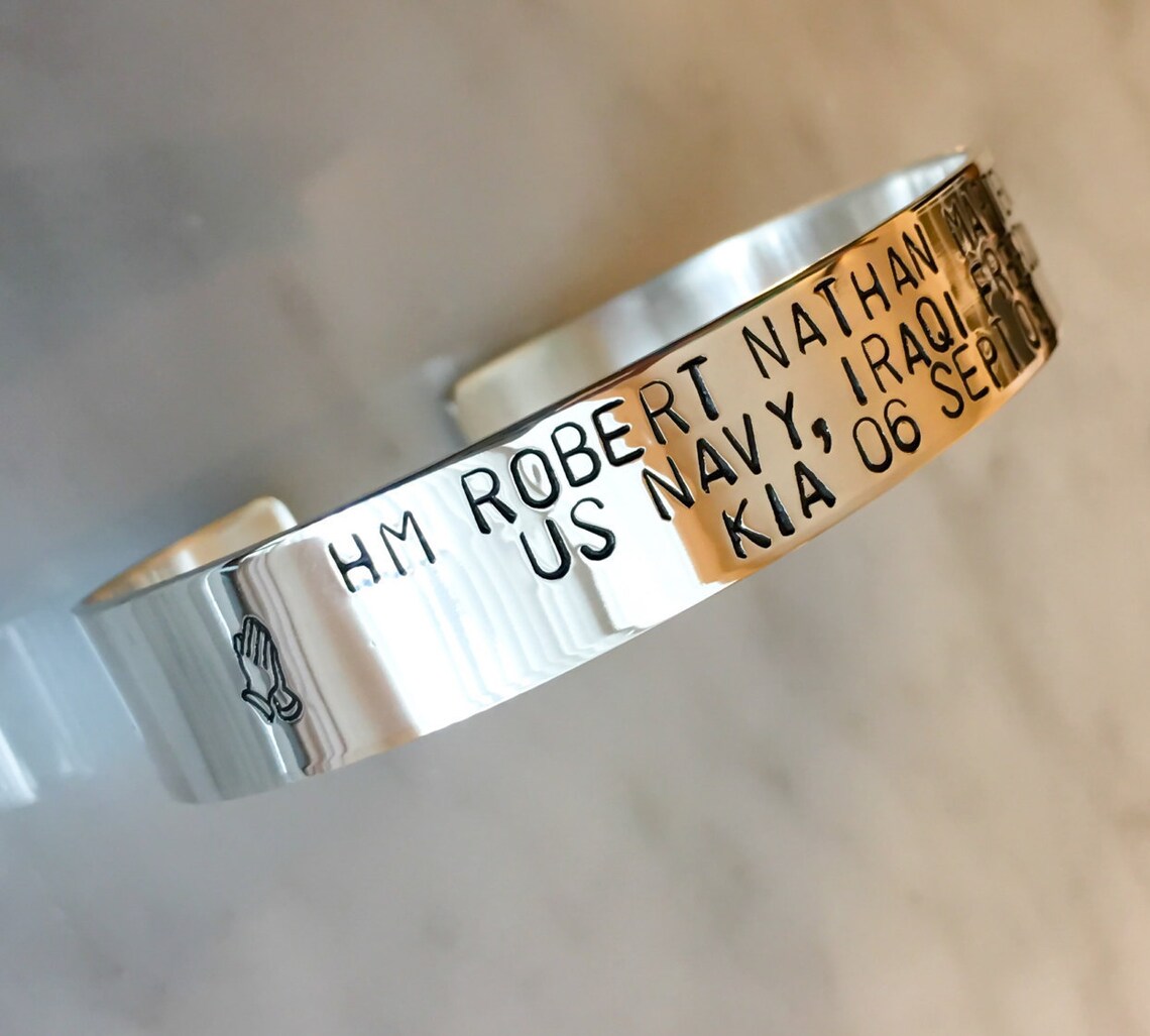 Fallen Hero Memorial Hand Stamped Bracelet Remembrance Cuff | Etsy