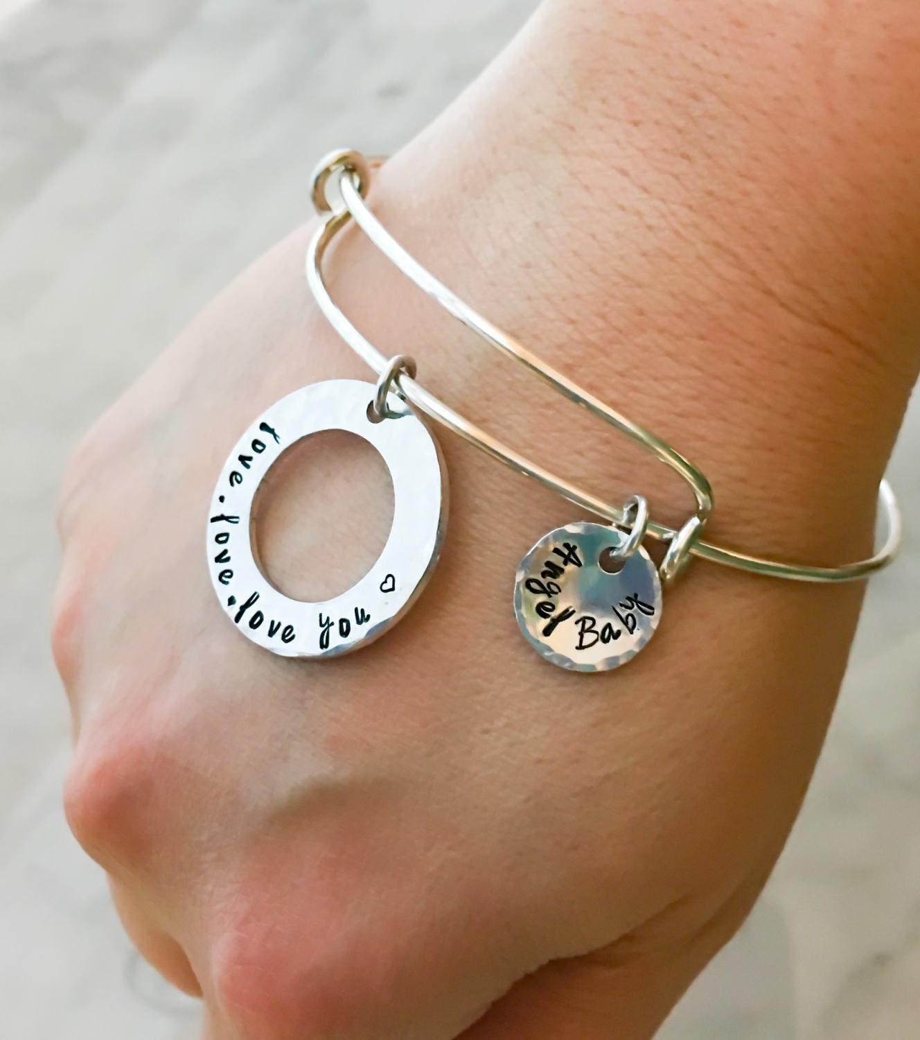 Custom Charm Stamped EXPANDABLE Bangle Bracelet gold brass | Etsy