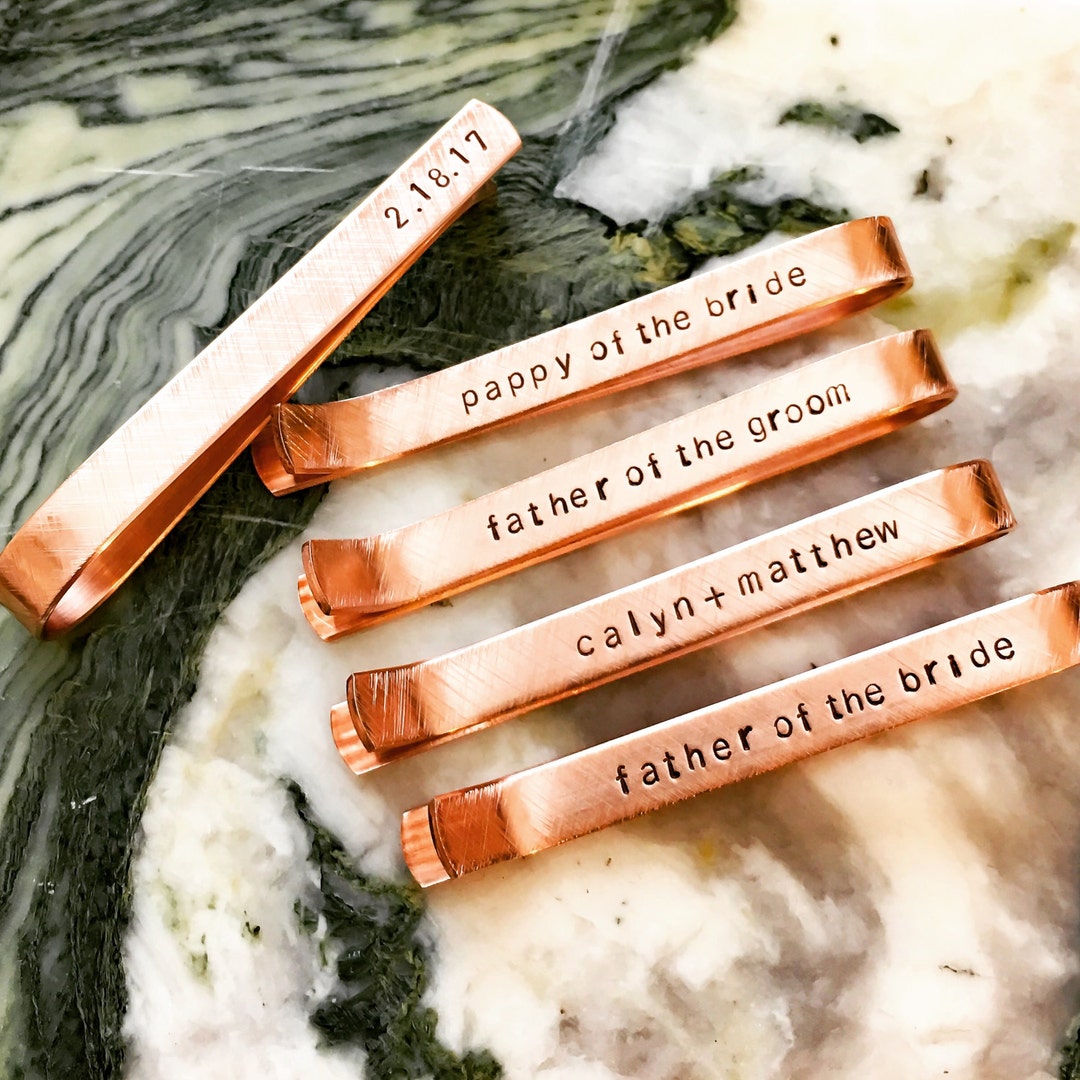 Brass Tie Bar - Personalized Tie Bar - Hand Stamped Tie Bar, Copper Tie ...