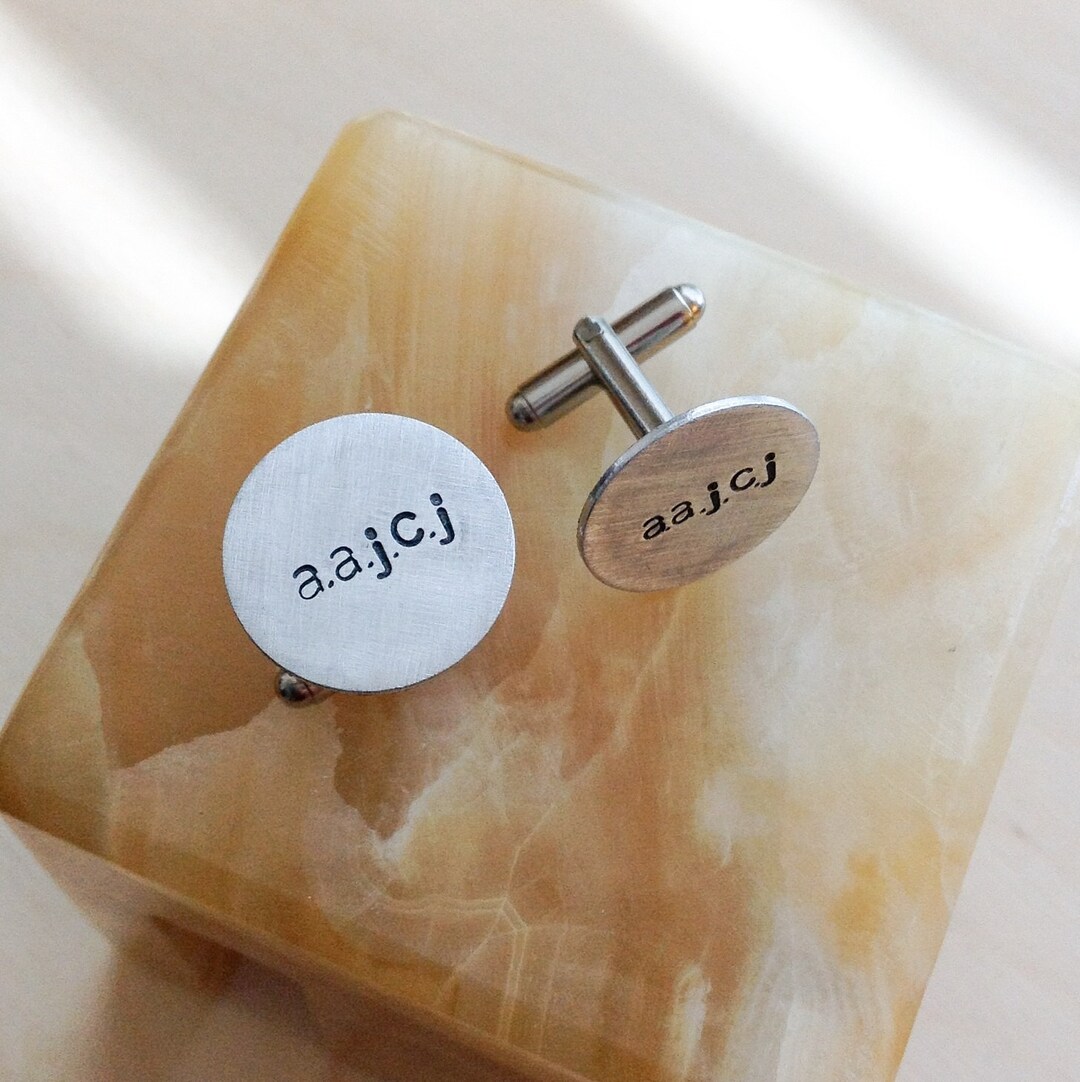 Custom Hand Stamped Cufflinks - Custom Cufflinks - Round Stamped ...