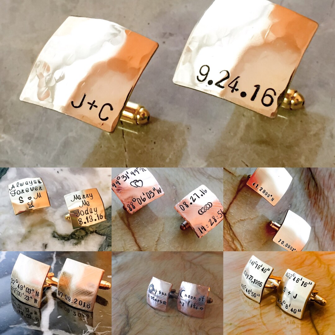 Hand Stamped Cufflinks - Custom Cufflinks - Round Stamped Cufflinks ...