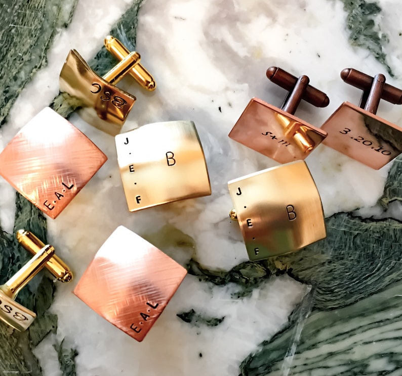 Personalized Hand Stamped Cufflinks - Custom Cufflinks - Round Stamped ...