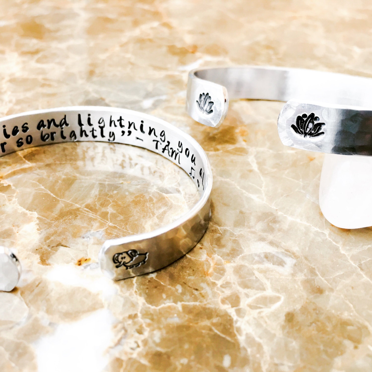 Lotus Flower Personalized Hand Stamped Bracelet Cuff - Etsy