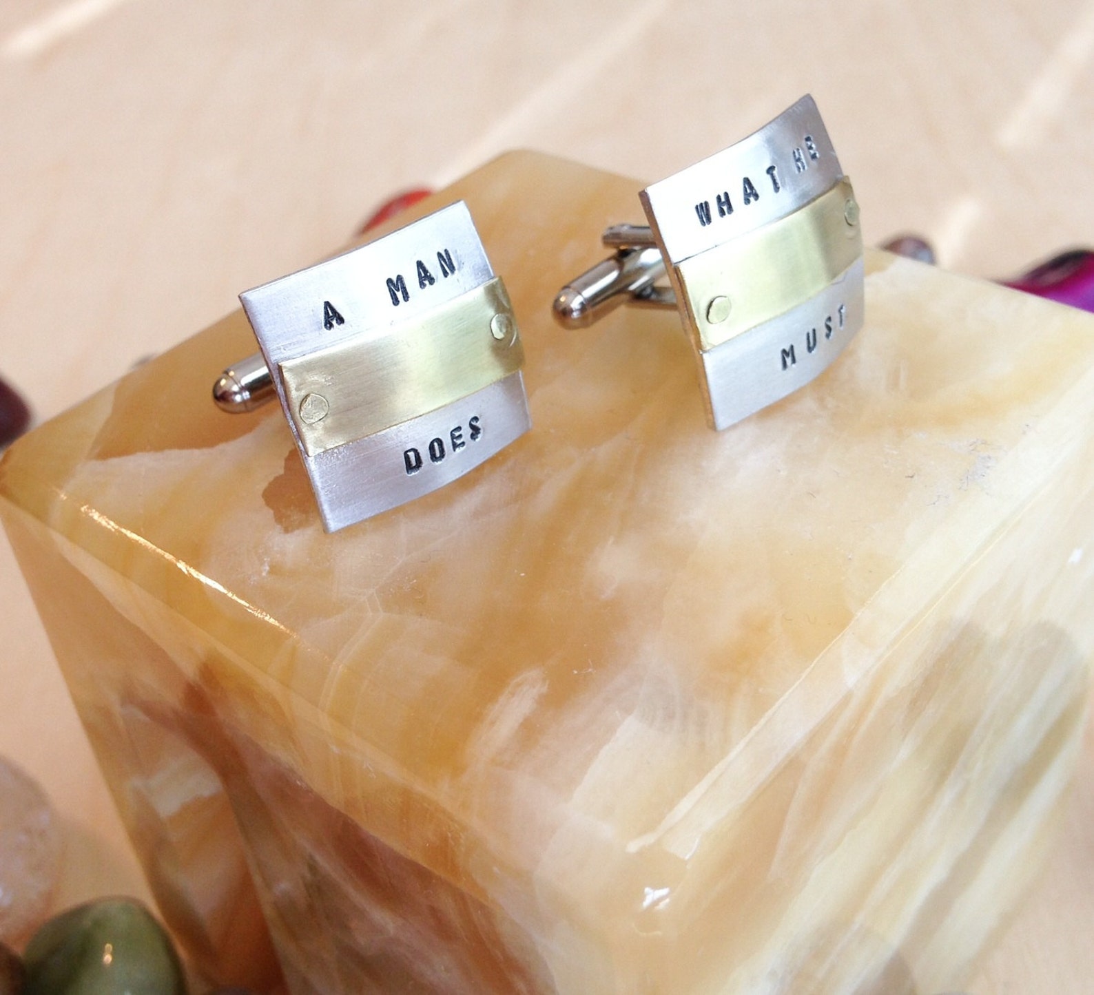 Personalized Hand Stamped Cufflinks - Custom Cufflinks - Domed Square ...