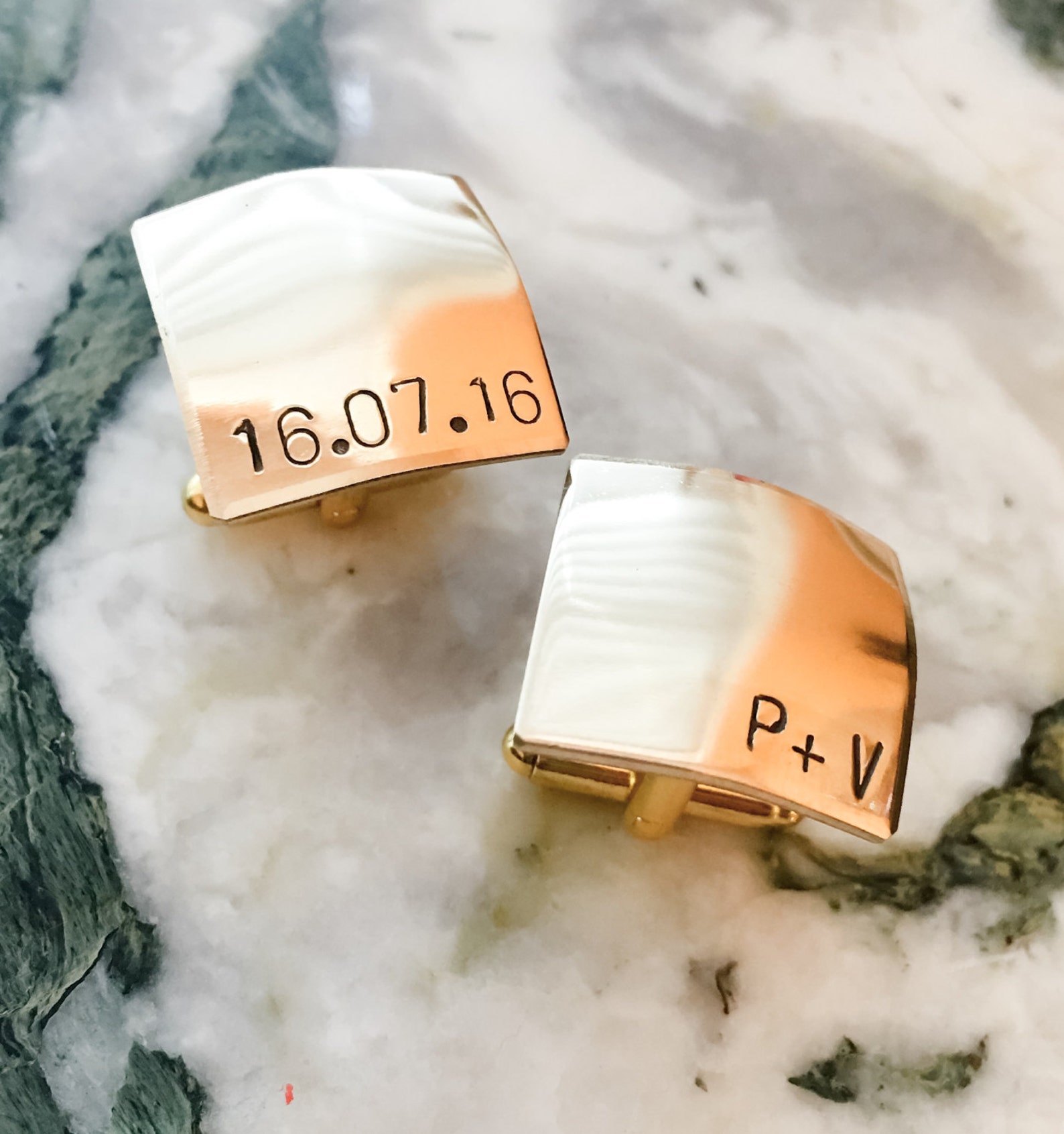 Custom Cuff Links Hand Stamped Personalized Cufflinks Domed Square ...