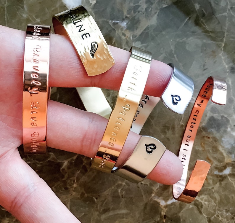 Personalized Cuff Bracelet Custom Hand Stamped Bracelet - Etsy