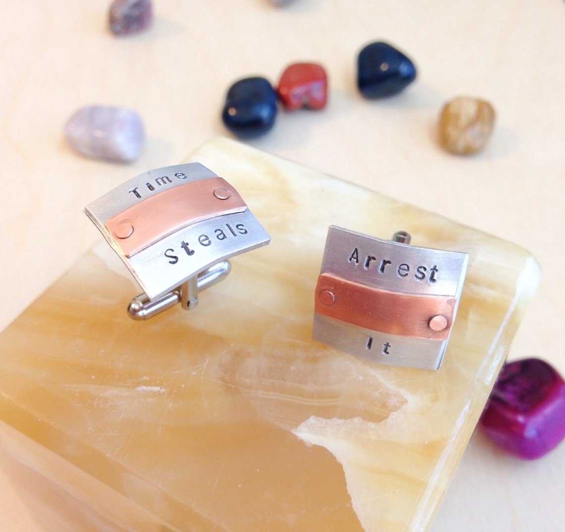 Personalized Hand Stamped Cufflinks - Custom Cufflinks - Domed Square ...