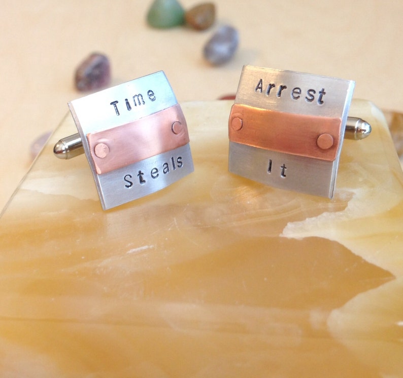 Custom Hand Stamped Cufflinks - Personalized Cufflinks - Domed Square ...