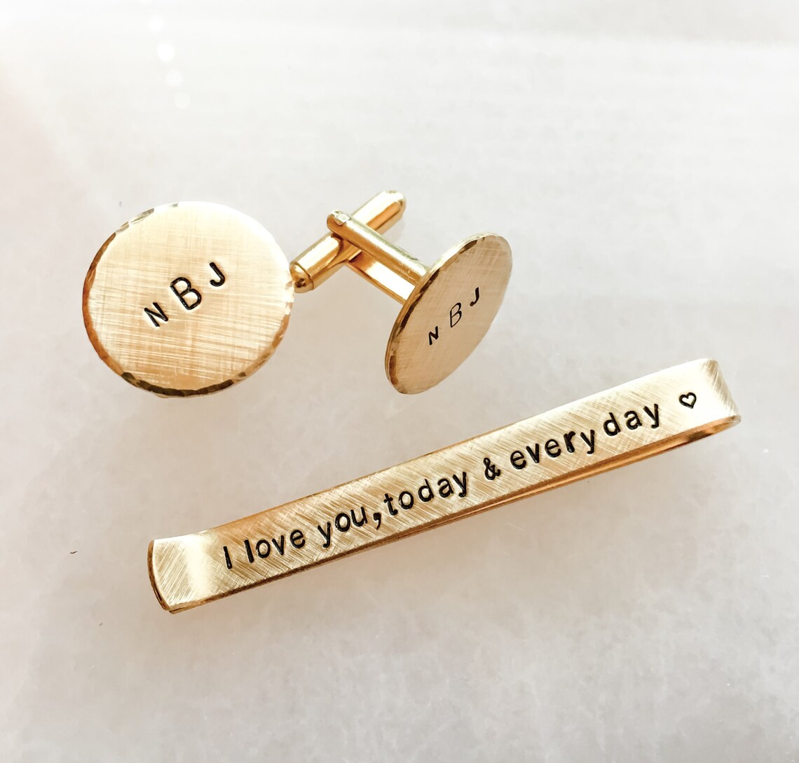 Gold Tone Brass Personalized Cuff Links Copper Custom Cuff - Etsy
