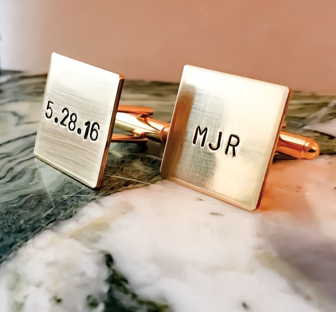 Hand Stamped Cufflinks - Custom Cufflinks - Round Stamped Cufflinks ...