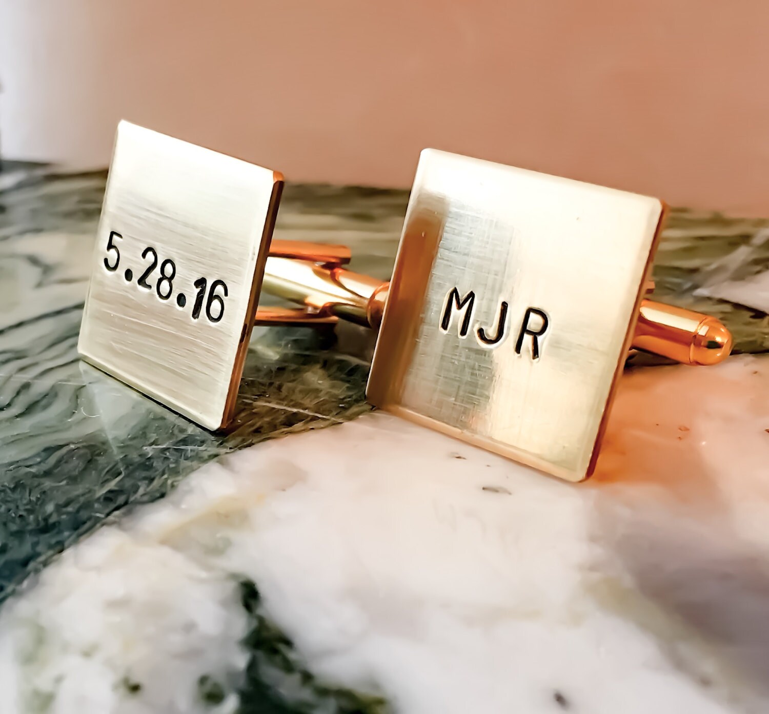 Hand Stamped Cufflinks - Custom Cufflinks - Round Stamped Cufflinks ...