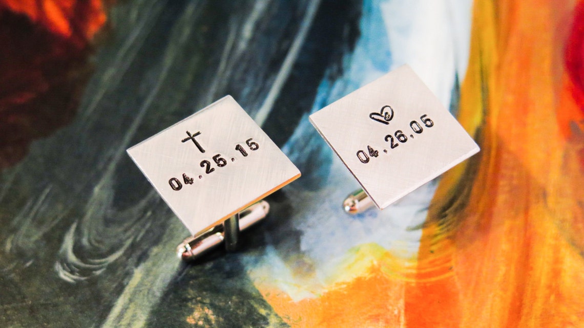Personalized Cuff Links - Custom Cuff Links - Square Stamped Cufflinks ...