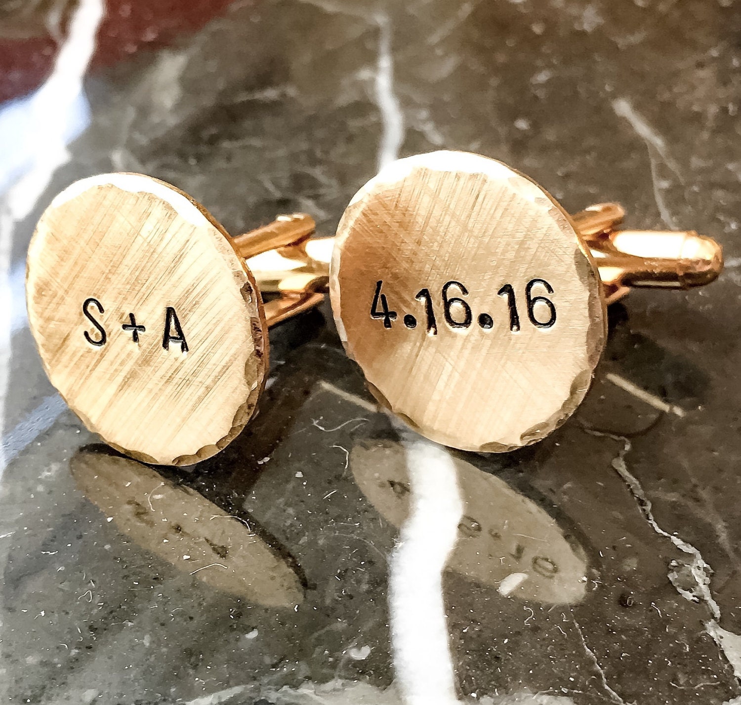 Gold Tone Brass Personalized Cuff Links Copper Custom Cuff - Etsy