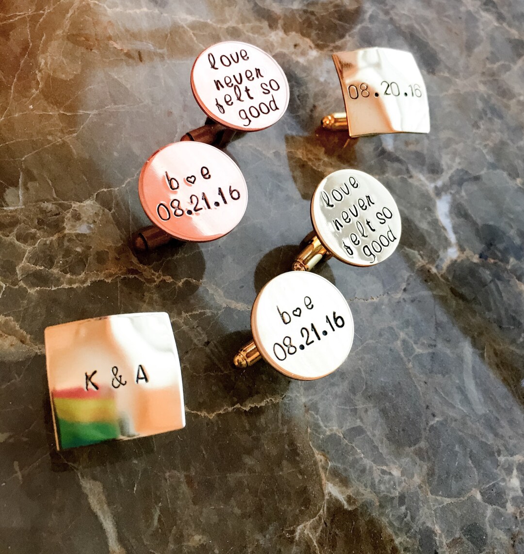 Message Personalized Cuff Links Custom Hand Stamped Cufflinks ...