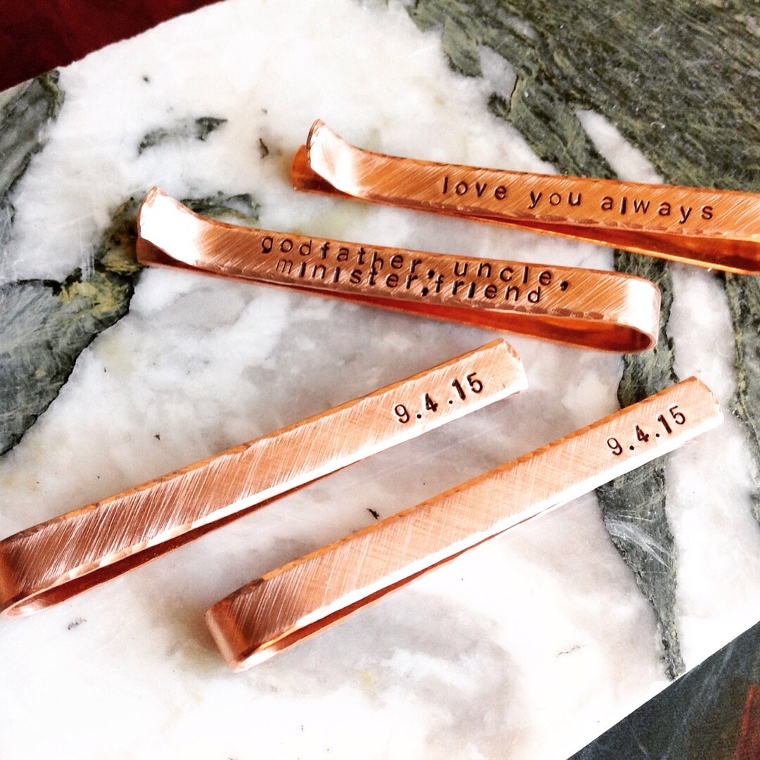 Custom Tie Bar - Personalized Tie Bar - Hand Stamped Tie Bar – Neck Tie ...