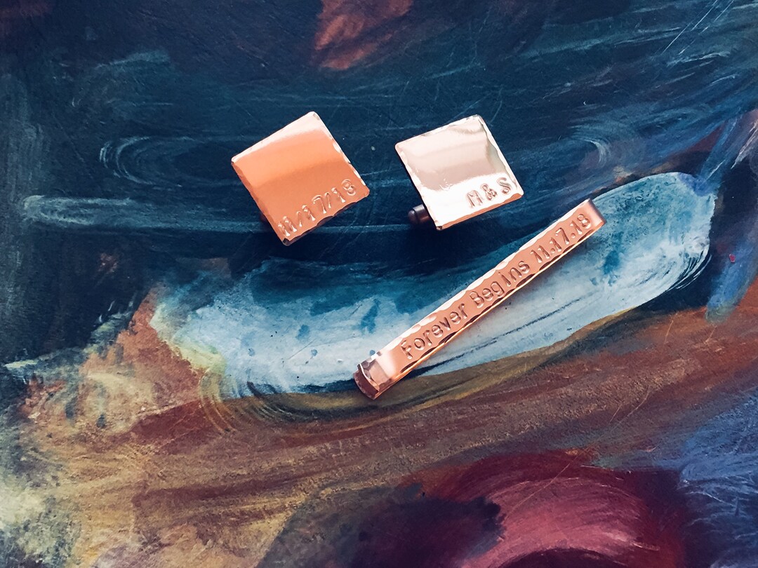 Copper Personalized Hand Stamped Cufflinks - Wedding CHRISTMAS Custom ...