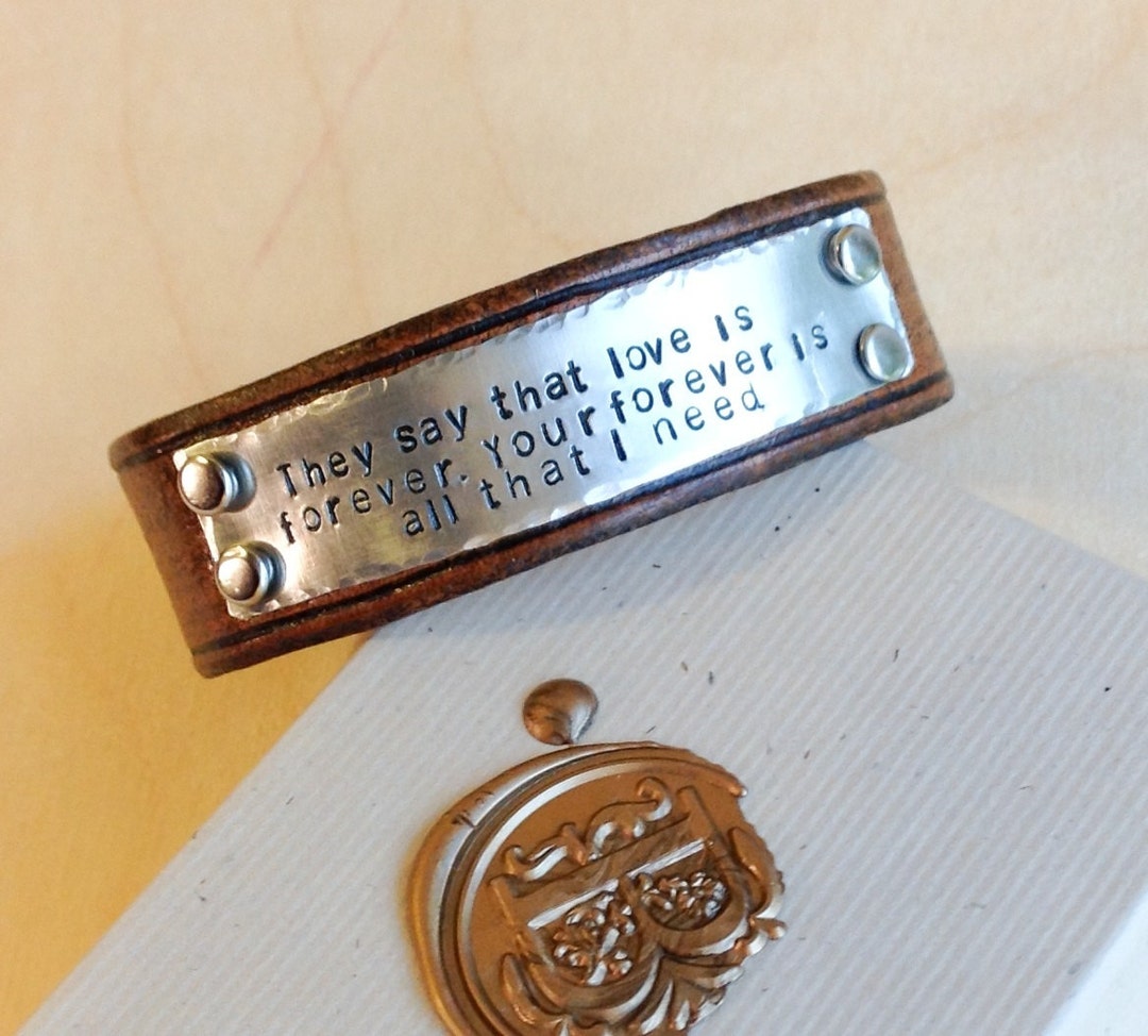 Superior Leather Cuff, Personalized Leather Cuff Bracelet, Custom Metal ...