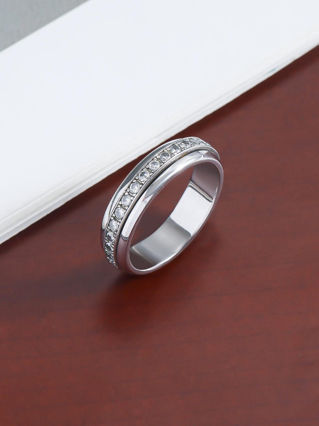 Moissanite Spinner Ring for Women – Sterling Silver Fidget Ring for Stress Relief & Focus ...