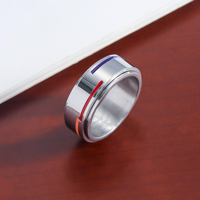 Rainbow Titanium Ring 9 - Etsy