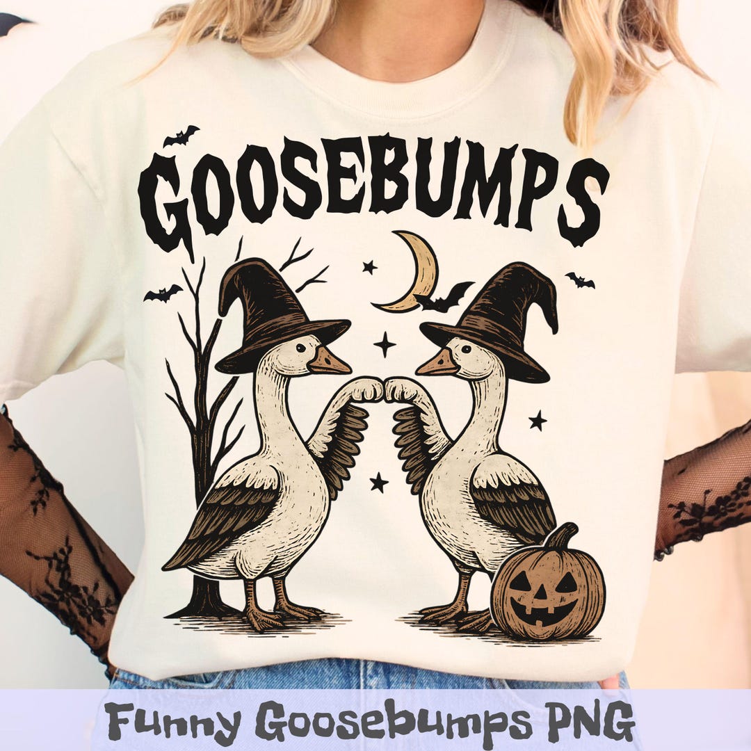 Funny Goosebumps Halloween PNG: Retro Witch Geese Clipart (digital ...