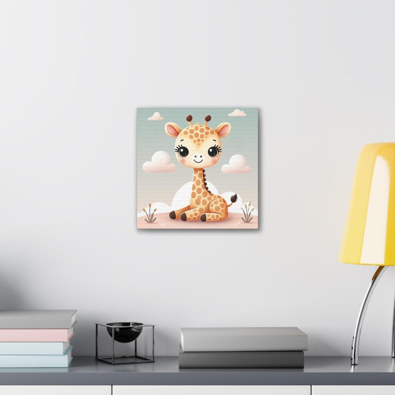 Giraffe Nursery Art: Pastel Safari Animal Canvas Print - Etsy