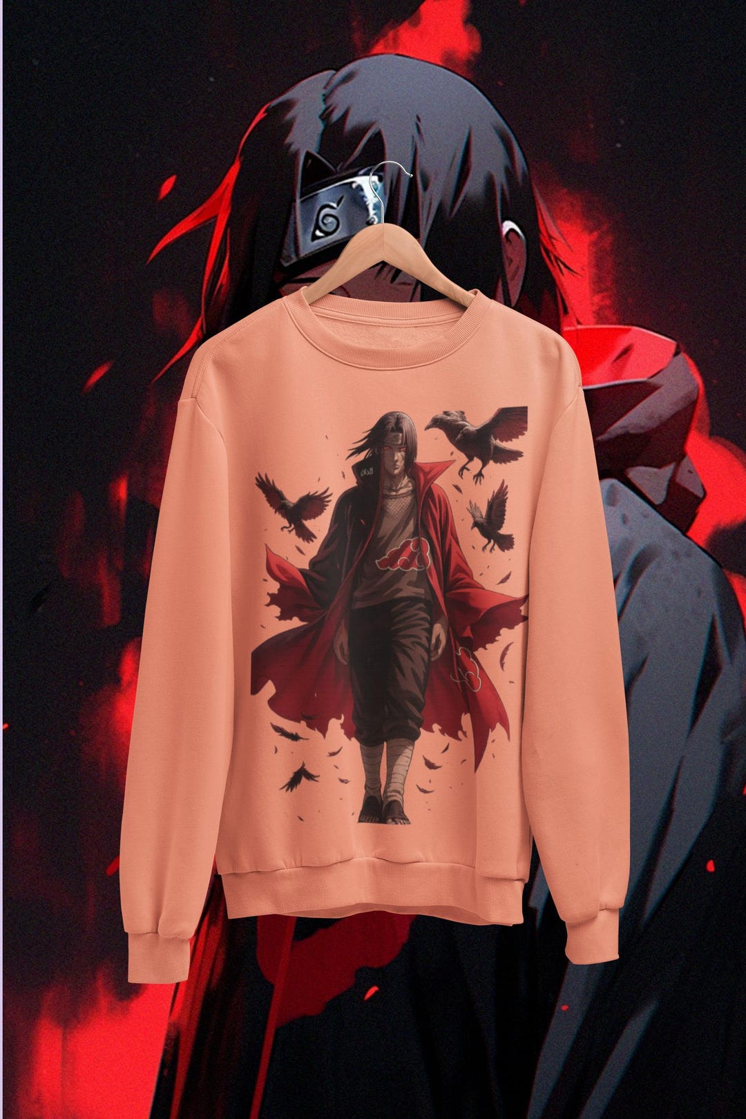 Dark Cloaked Figure With Crows Sweatshirt | Gothic Anime Illustration ...