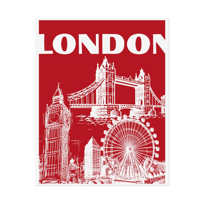 London Skyline Rolled Poster | Urban Wall Art, Gift for Travelers, Home ...