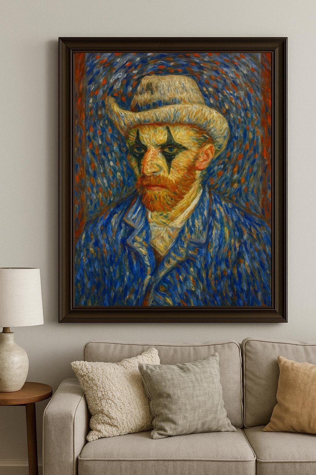Van Gogh Clown Portrait Print – Surreal Expressionist Art, Colorful Oil ...