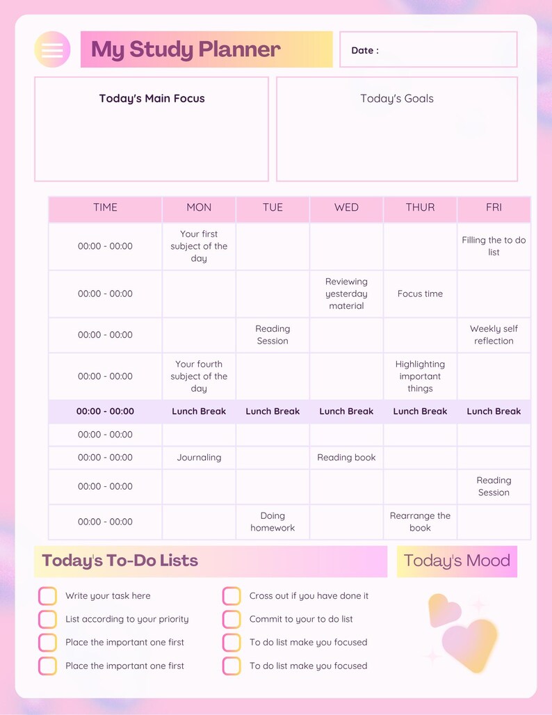 Study Planner - Etsy