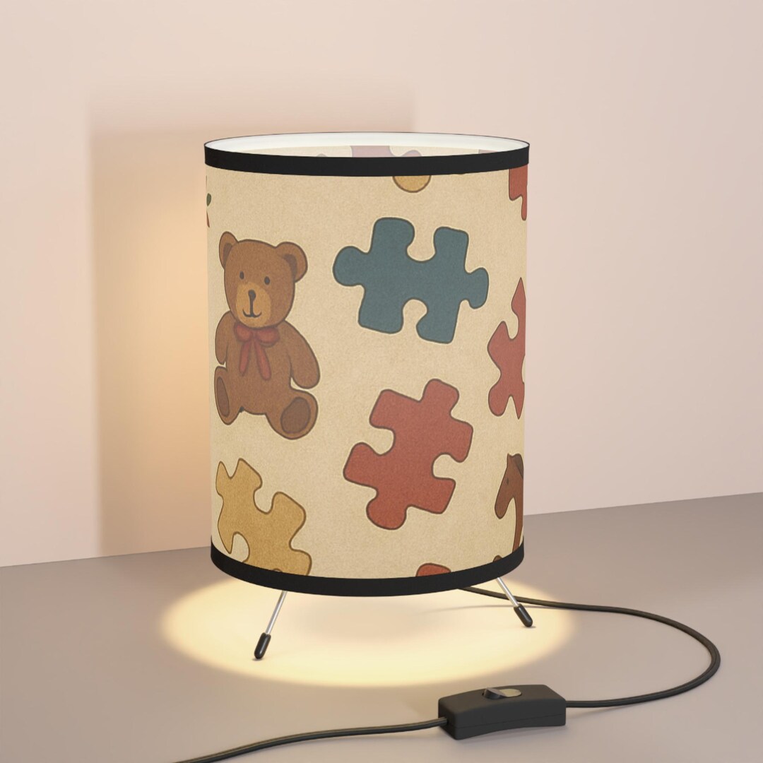 Teddy Bear Tripod Lamp: Autism Awareness Nursery Decor - Etsy