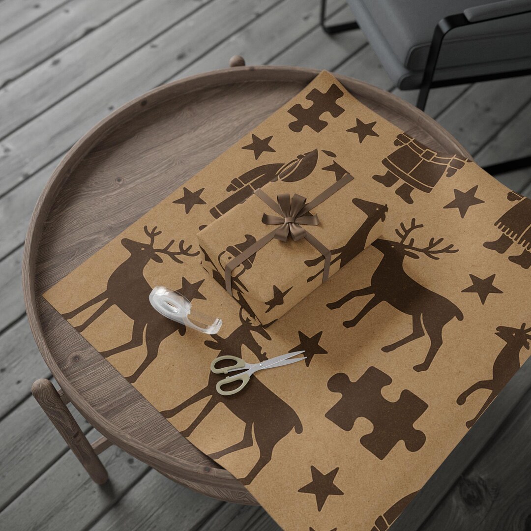 Autism Inspired Rustic Christmas Wrapping Paper, 3 Sizes- Primitive ...