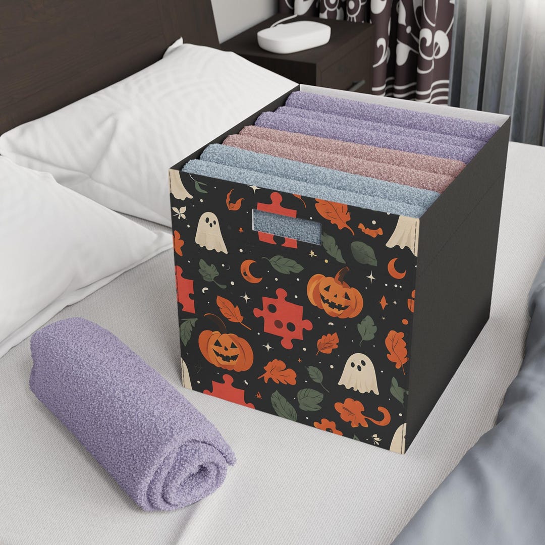 Felt Halloween Storage Box: Jack-o-lanterns, Ghosts, Puzzle Pieces - Etsy