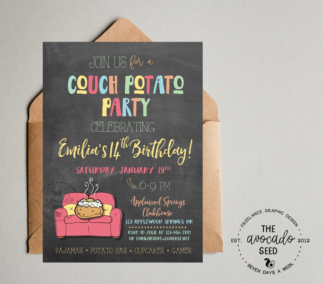 Couch Potato Potato Bar Invitation - Digital File or Prints - Etsy