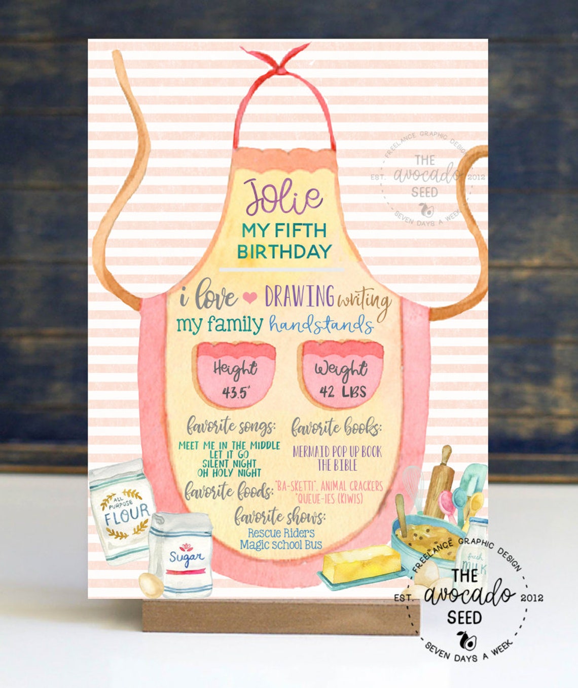 Sweet Baking Birthday Stats Design Birthday Stats Milestone - Etsy