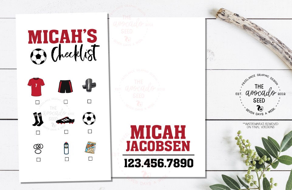 Soccer Gear Checklist Any Team Colors Digital File or Shipped Tags - Etsy