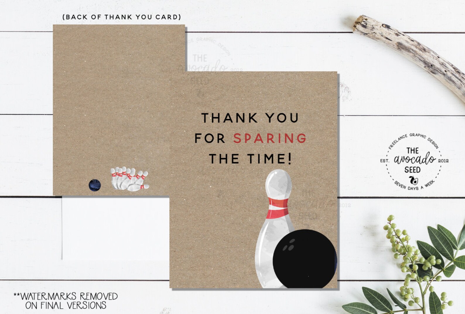 Modern Bowling Thank You Card - Digital File or Prints - Etsy
