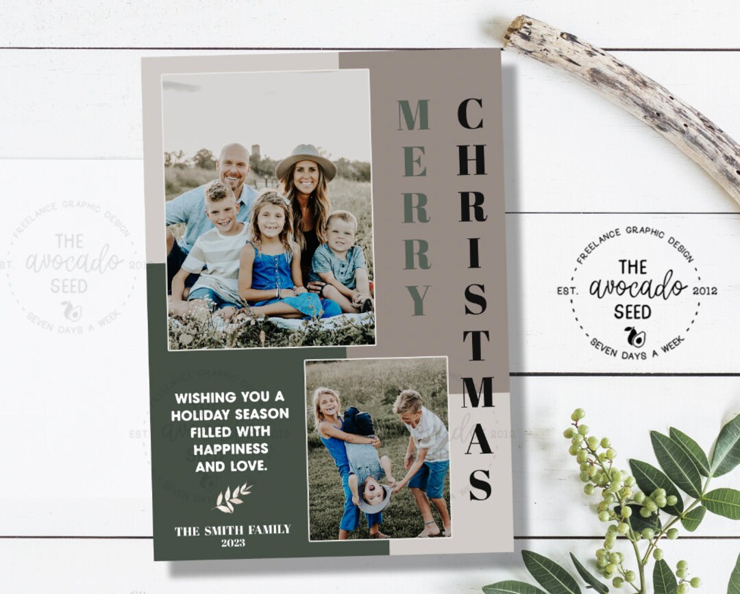 Modern Color Block Christmas Holiday Photo Card - Digital File or ...
