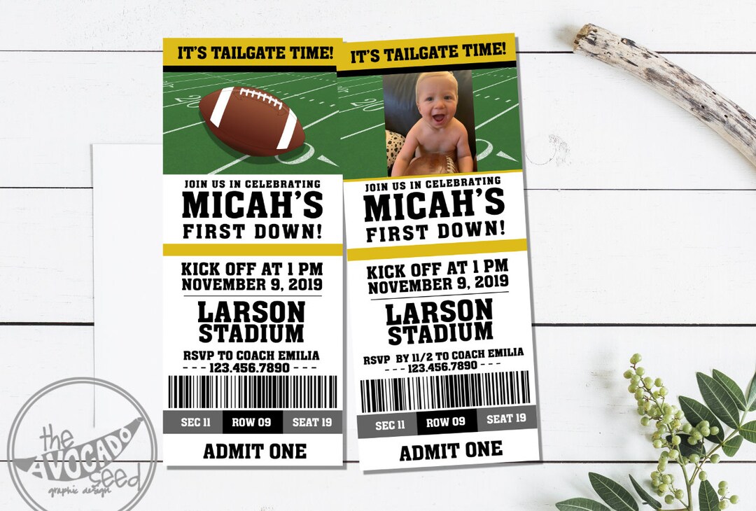 First Down! First (or Any Age and Any Colors!) Birthday Invitation ...