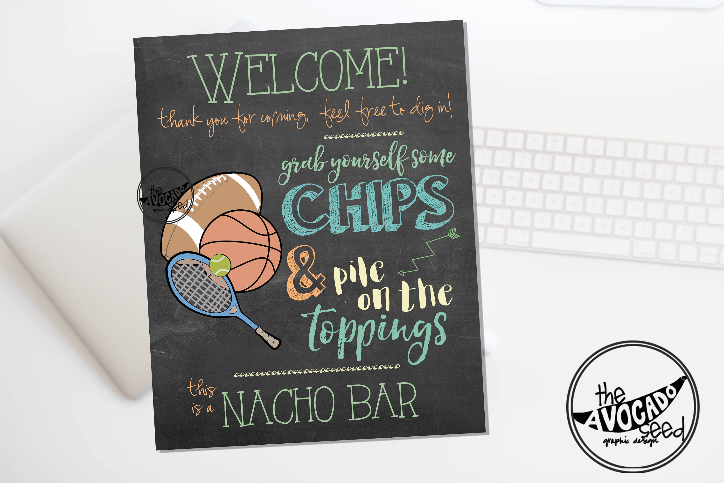 Sports Chalkboard Nacho Bar Sign - DIY Printing - INSTANT DOWNLOAD - 2 ...