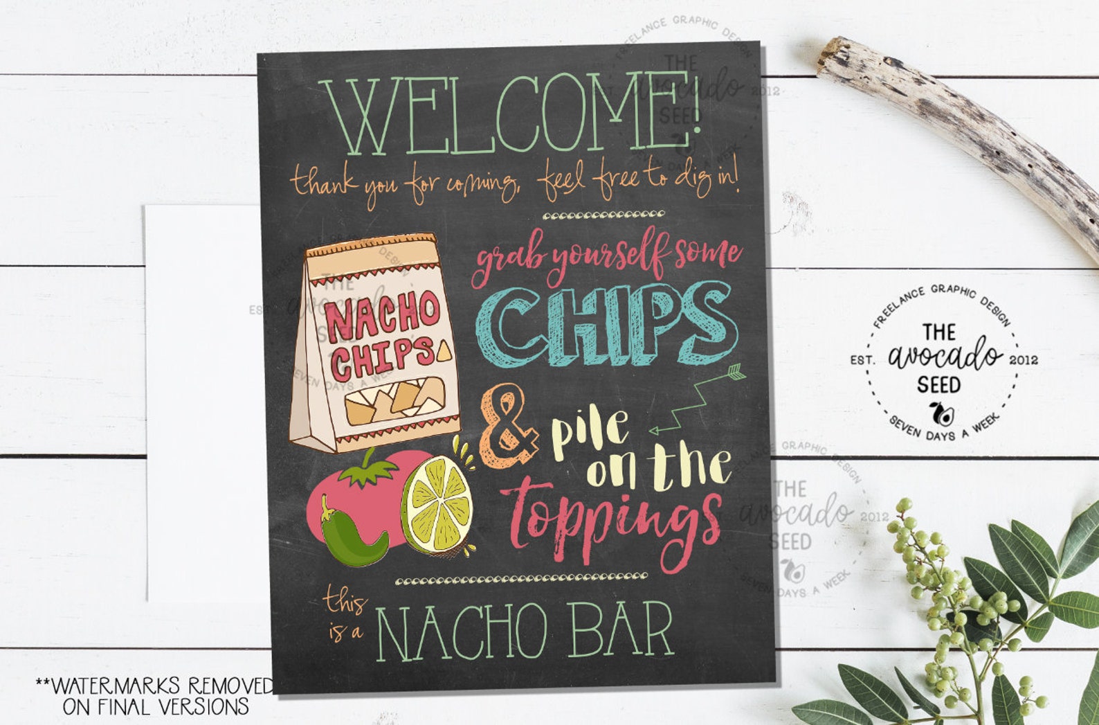 Chalkboard Nacho Bar Sign - DIY Printing - INSTANT DOWNLOAD - 3 Sizes ...