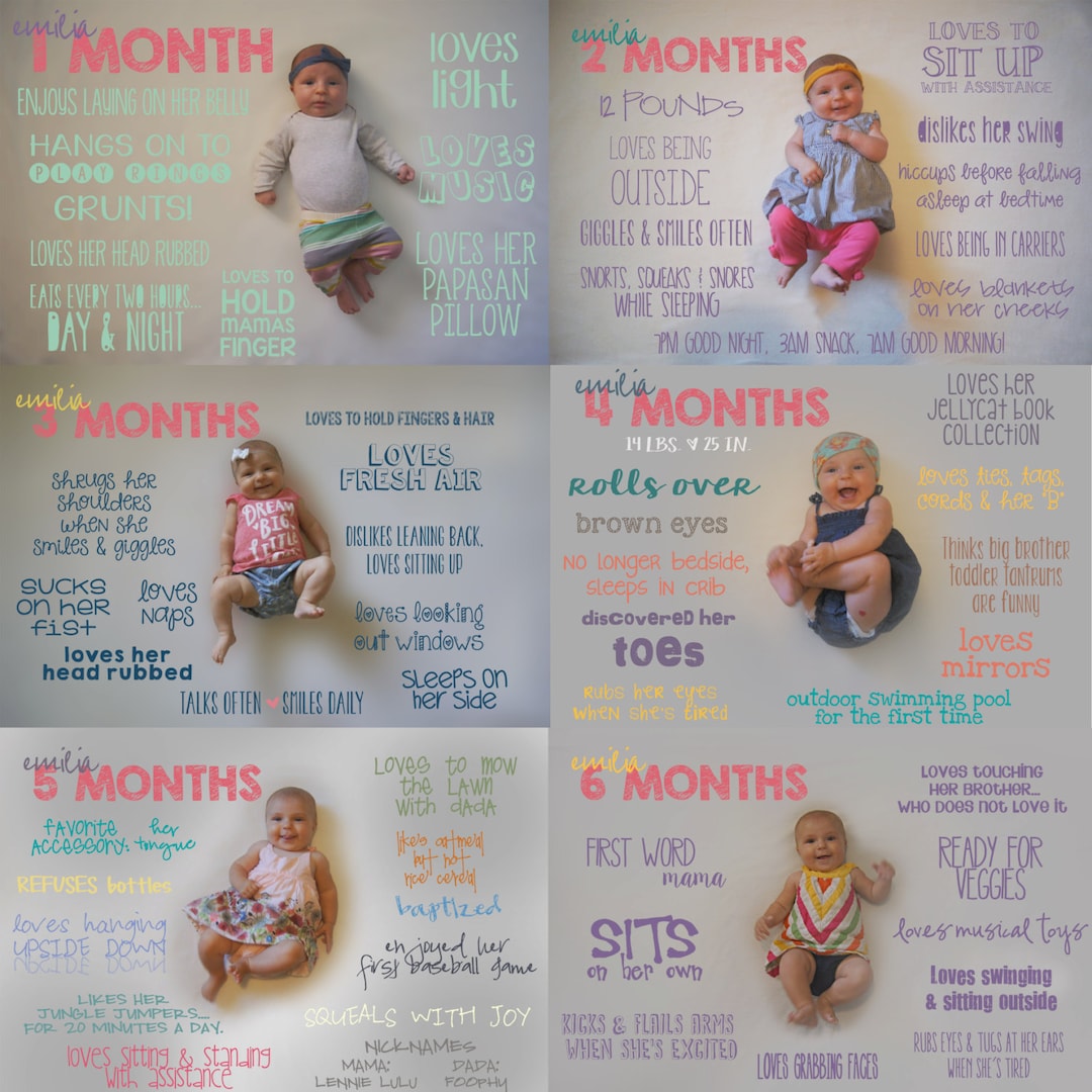 Monthly Baby Milestone Designs *great Gift Idea for New Moms to Show ...