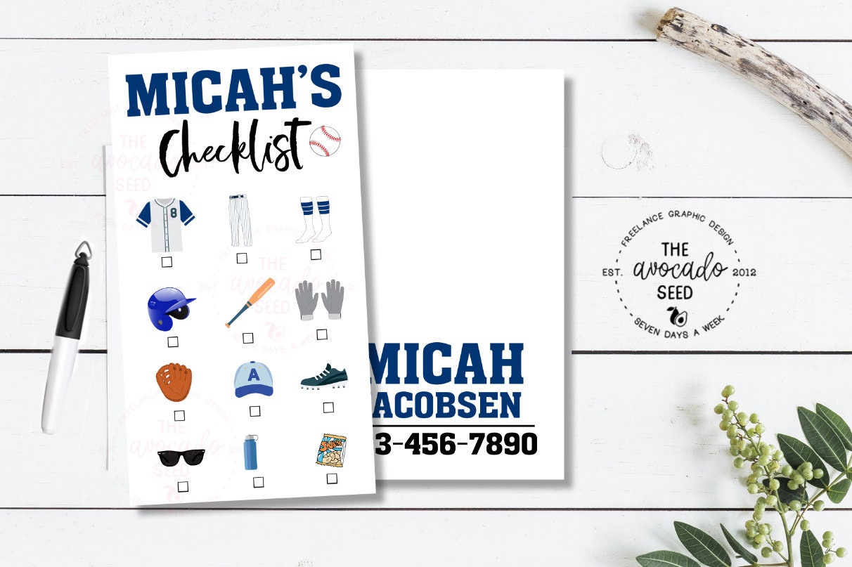 Baseball Checklist - Any Team Colors, Can Add Logo - Digital File or ...