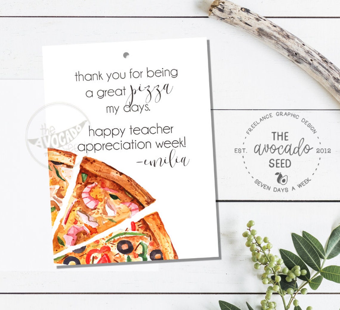 Pizza DIY Kit Gift Tag | Teacher Appreciation - End of School Year ...