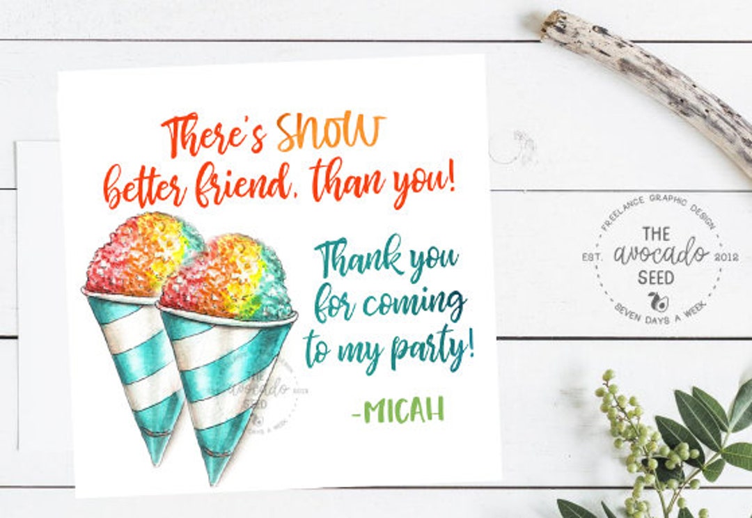 Snow Cone Birthday Favor Tag - Same Day Email, Digital Delivery - Etsy