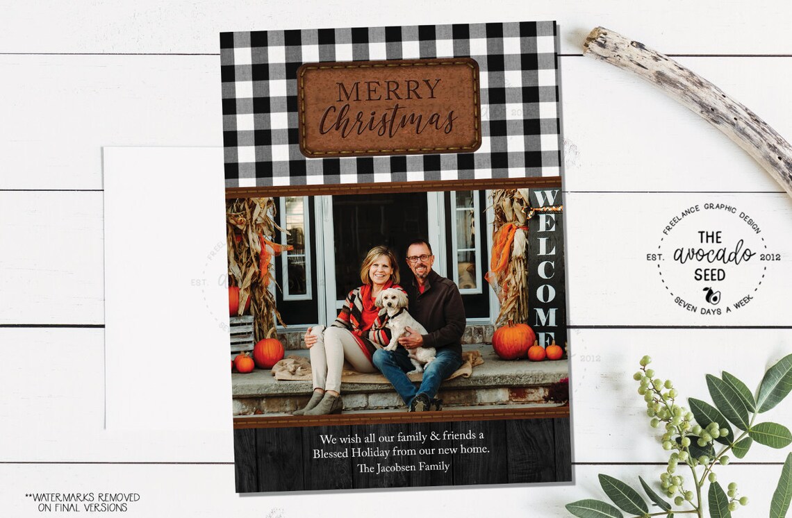 Buffalo Check Christmas Holiday Card Digital File or Prints - Etsy