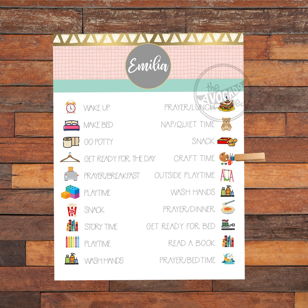 Personalized Daily Routine Chart Scheme and List Items Can Be ...
