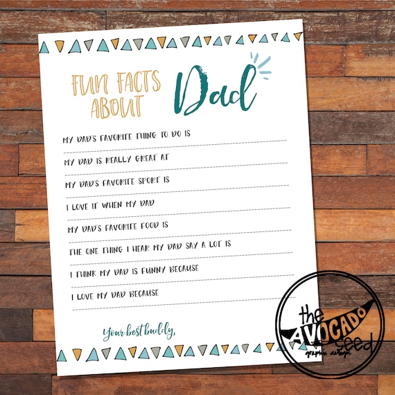Fun Facts About Dad Printable for Fathers Day Dad's | Etsy