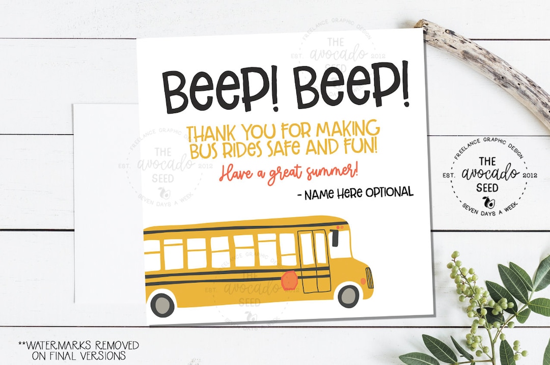 School Bus Driver Summer Kick off Gift Tag - Instant Download (convo ...