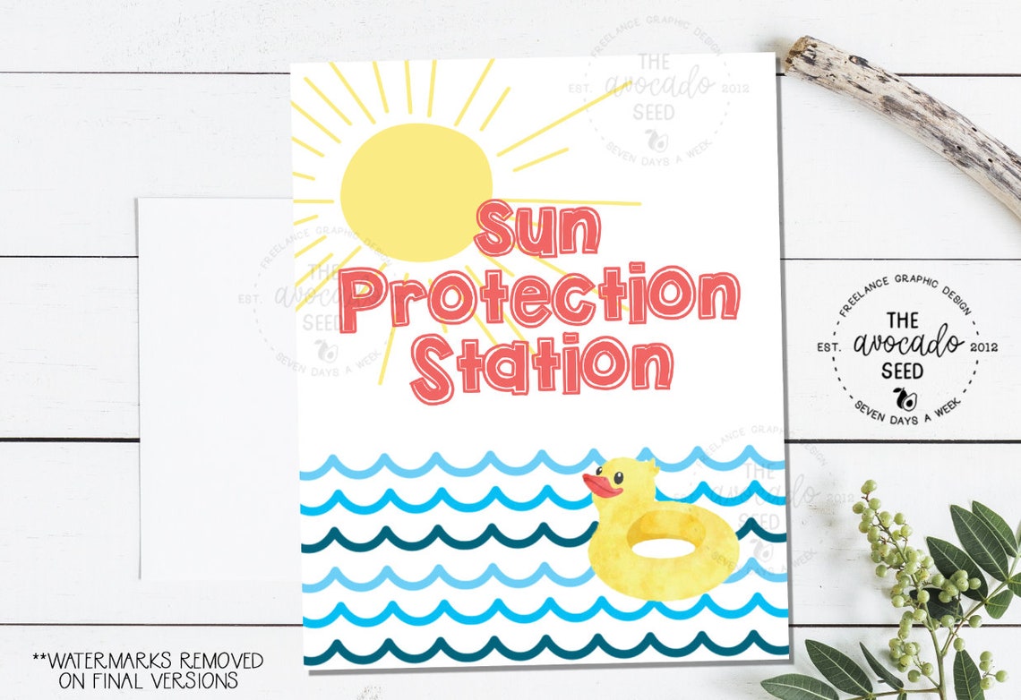 Splish Splash Theme Sun Protection Station Sign - Instant Download - Etsy