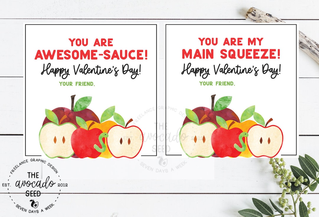 Applesauce Valentine Card Boy Girl Card Instant Download or Prints - Etsy